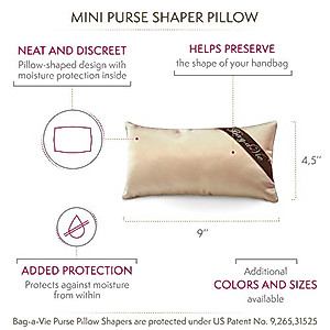 Bag-a-Vie Handbag Shaper Pillow – Luxury Handbag Shaper & Purse Shapers - [Mini] 9” x 4.5” - Fits Flap Bags and Shoulder Bags - Champagne
