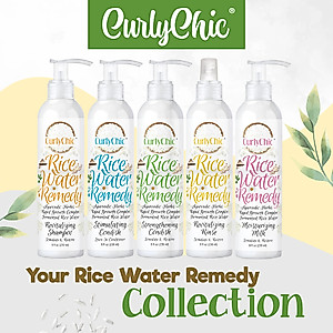 CurlyChic Rice Water Remedy Strengthening Condish - Ultra-Moisturizing, Protein-Balanced, Ayurvedic Herbs, Sulfate & Paraben-Free - Repairs & Protects Hair, Prevents Breakage & Split Ends - 8 fl oz