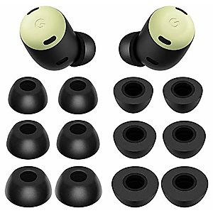 Memory Foam Tips Compatible with Pixel Buds Pro Ear Tips Eartips, 6 Pairs No Silicone Pain Noise Reduce Comfortable Fit in Case Earplug Compatible with Google Pixel Buds Pro - S/M/L Black
