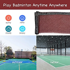 Sanung Badminton Net, Standard Size All-weather Volleyball Badminton Net Replacement for Indoor Outdoor Use, Portable Badminton Mesh Net with Storage Bag