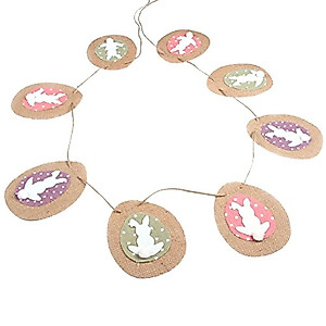 Faylapa Bunny Burlap Banner Flags Bunting for Easter Party Favors Decoration Spring Photo Prop