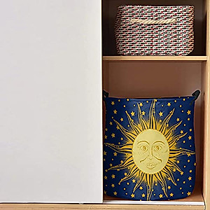 Oxford Fabric Storage Bin Star Go Around Hippie Sun Krisyeol Waterproof Collapsible Laundry Basket Dirty Clothes Hamper with Handles Storage Baskets Organizer 17x13.8