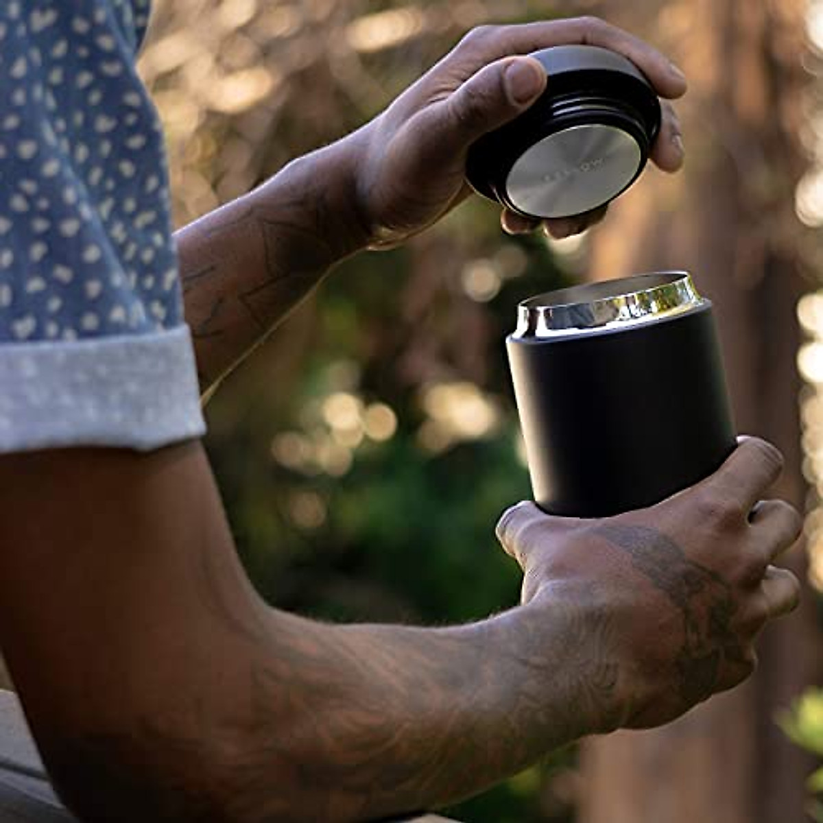 Fellow 16 oz Carter Wide Travel Mug - Wide Mouth Vacuum-Insulated Stainless Steel Coffee Mug - Tea and Coffee Tumbler - Travel Coffee Mug with Ceramic Interior - Matte Black