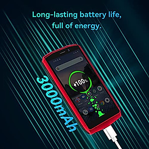 CUBOT Pocket 4 inch Smartphone Without Contract, Android 11 Mobile Phone, 4GB + 64GB, 128 GB Expandable, 3000mAh Battery, 16MP + 5MP Camera, 4G Dual SIM NFC, GPS, Face ID, Red