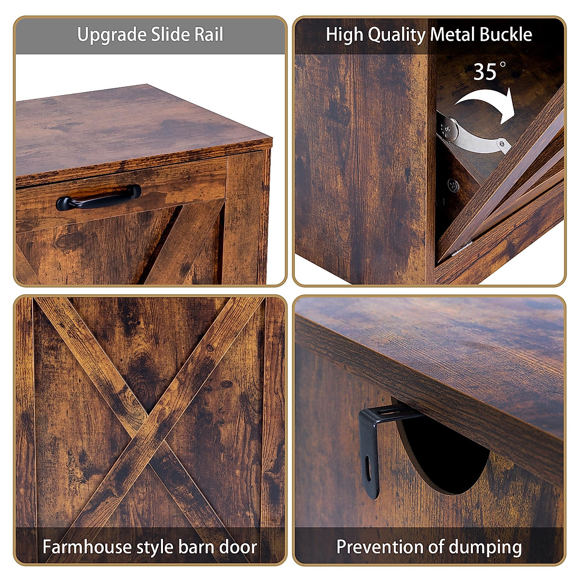 Zedesey 13 Gallon Wooden Tilt Out Trash Cabinet Hidden Trash Can Kitchen Recycling Cabinet Laundry Cabinet for Kitchen, Living Room (Brown)