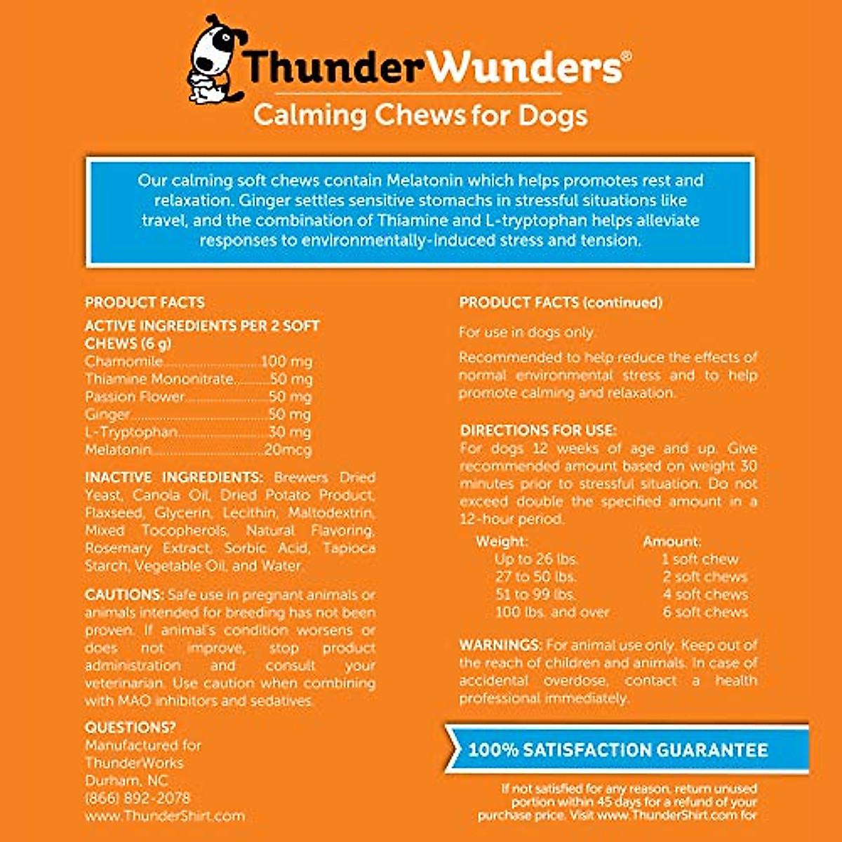 ThunderWunders Calming Chews for Dogs (60 count), Dog Anxiety Relief