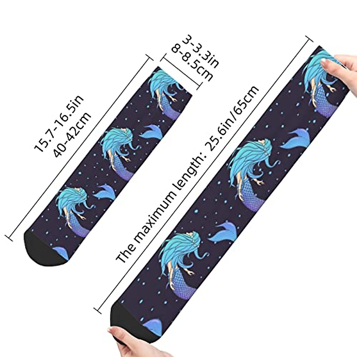 SWEET TANG Running Calf Socks Compatible with Beautiful Mermaids Underwater Dress Socks, Funny Outdoor Football Socks Workout Hiking Walking Socks for Men Women
