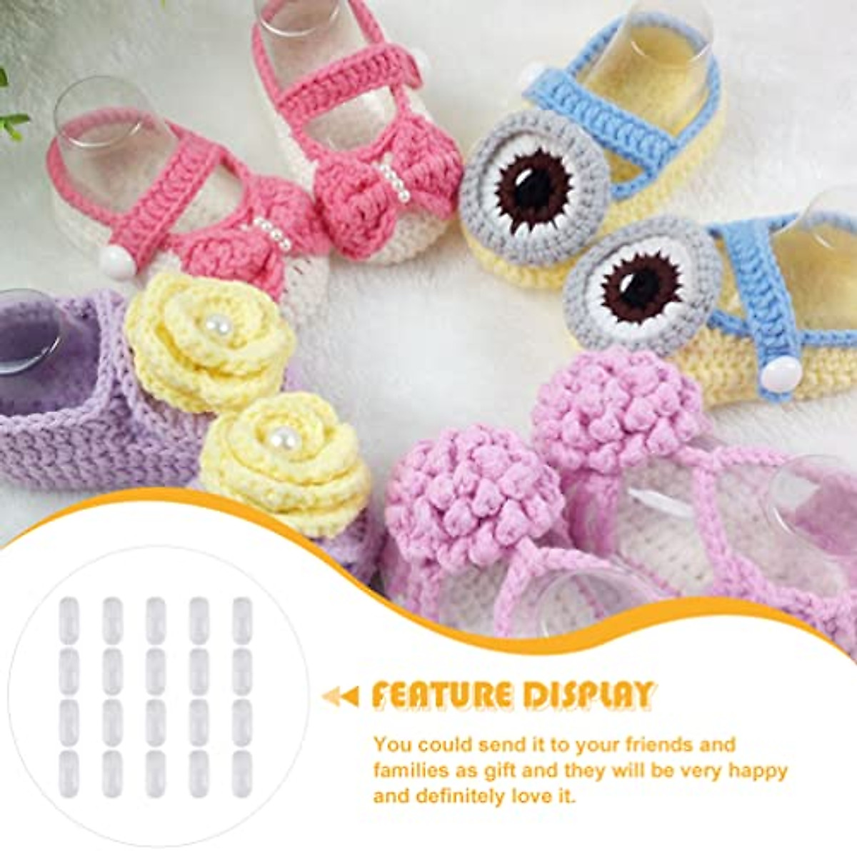 Clear Baby Feet Display Showcase: 20 Pairs Plastic Kids Shoe Trees Toddler Booties Shaper Stand Shoes Kids Socks Holder Supports