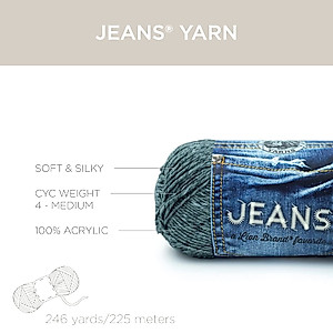 Lion Brand Yarn Jeans Yarn, Soft Yarn for Knitting and Crocheting, Yarn for Crafts, 1-Pack, Top Stitch