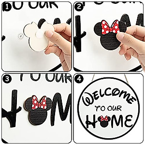 19Pcs Mouse Seasonal Interchangeable Welcome Door Sign Welcome to Our Home Hanging Signs Wooden Round Decorative Plaques Set for Autumn Halloween Thanksgiving Christmas Home Porch Decor