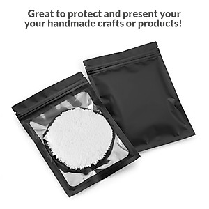 Mylar Bags with Ziplock 4.5 x 6.5" | 100 Bags | Black | Sealable Heat Seal Bags for Candy and Food Packaging, Medications and Vitamins | For Liquid and Solids (Black, 4.5" x 6.5")