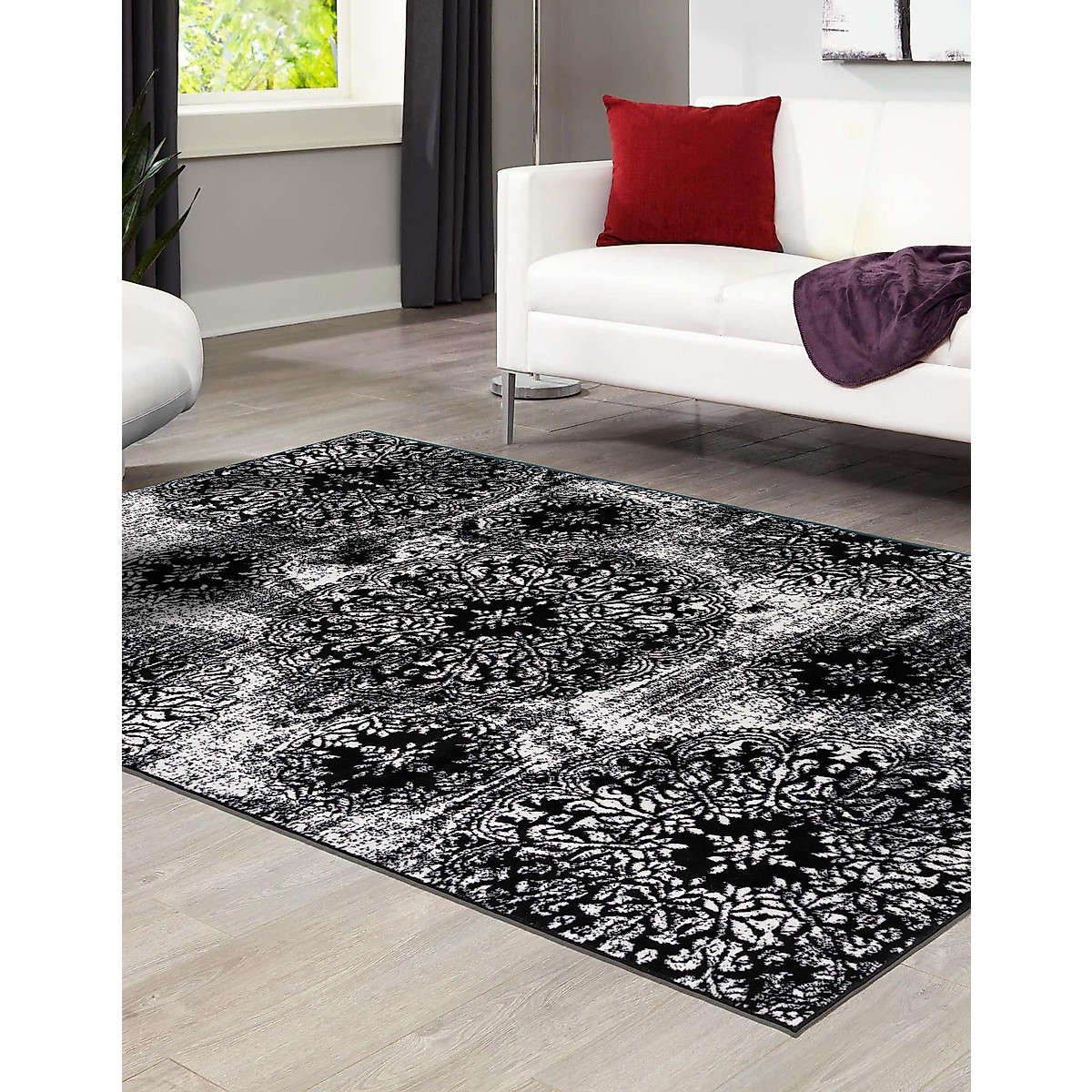 Rugs.com Monte Carlo Collection Rug – 2' 2 x 3' Black Medium Rug Perfect for Living Rooms, Large Dining Rooms, Open Floorplans