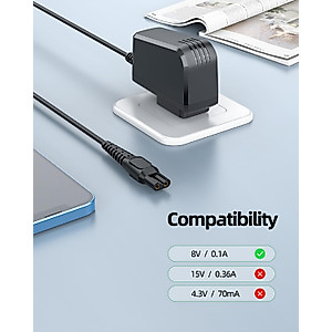 8V Charger Cord Fit for Philips Norelco HQ850 QP2630 QP2530 One Blade Oneblade Electric Shaver Razor Trimmer Adapter Power Supply Charging Cord