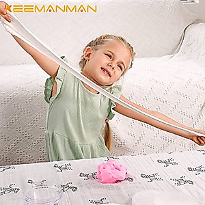 Keemanman Strawberry Butter Slime, Scented DIY Slime Supplies Kit for Girls and Boys, Stress Relief Toy for Kids Education, Party Favor, Gift and Birthday (7oz)