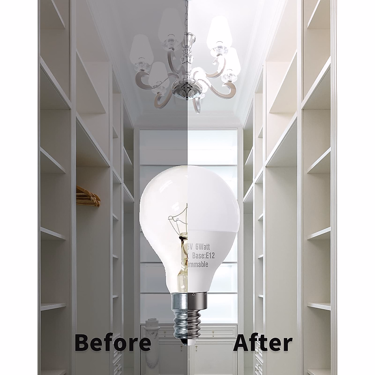 8 Pack E12 LED Ceiling Fan Light Bulbs 120V 60W Eqv., Daylight 5000K, A15 Candebalra Light Bulbs Small Base, Bright LED Bulb Round, Not Dimmable