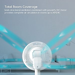 IRIS USA WOOZOO Pedestal Standing Oscillating 7-in-1 Vortex Fan with Remote and Timer Function, Height Adjustable Multi-Oscillation 10 Speed Settings and 102 Ft Max Air Distance Air Circulator, White