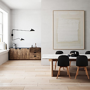 2xhome Modern Armless Dining Chair Plastic Shell Seat with Wooden Legs | Indoor or Outdoor Use | Home Kitchen Patio, Black