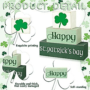 3 Pcs Farmhouse St. Patrick's Day Table Sign Irish St. Patrick's Day Table Wood Decorations Shamrock Clover St. Patricks Day Blocks Lucky Print St. Patrick's Day Tiered Tray Decor for Party Home Desk