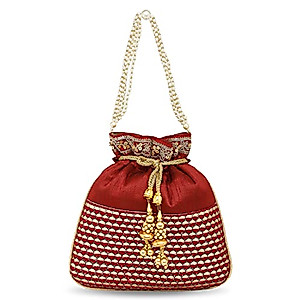 Aheli Potli Bags for Women Evening Bag Clutch Ethnic Bride Purse with Drawstring(P05M)