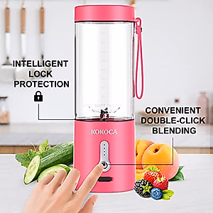 Blend & Jet Portable Blender for Shakes and Smoothies, KOKOCA Personal Travel Blender for Protein with 4000mAh USB Rechargeable Battery, Crush Ice, Frozen Fruit and Drinks, 18 oz Mini Cup