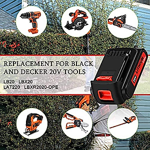 2 Pack 20Volt 3.0Ah MAX LBXR20 Repalce for Black and Decker 20V Lithium Battery LB20 LBX20 LST220 LBXR2020-OPE LBXR20B-2 LB2X4020 Cordless Tool Batteries
