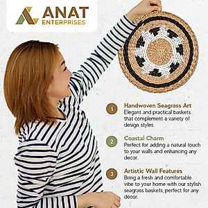 5 Boho Basket Wall Decor Set, hanging Woven Wall Basket Decor, Boho Wall Baskets decor, Basket Wall Art Decor, Eco-Friendly Round Woven Wall Decor, Boho Rattan Wall Decor Gift with Nails & hooks