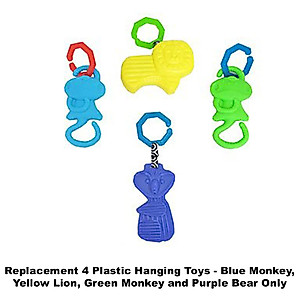 Replacement Toys for Sensory Gym - Fisher-Price Jonathan Alder Sensory Gym for Baby DFP71 ~ Includes 4 Plastic Hanging Toys ~ Blue Monkey, Yellow Lion, Green Monkey and Purple Bear