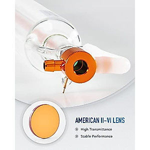 OMTech 40W CO2 Laser Tube for Laser Engraver & Cutter Machine, 720mm 50mm Dia Laser Cutter Tube with Borosilicate Glass 6000hr MTTF, Laser Cutting Engraving Machine Replacement Tube for Wood Stone