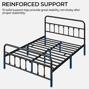 Yaheetech Classic Metal Platform Bed Frame Mattress Foundation with Victorian Style Iron-Art Headboard/Footboard/Under Bed Storage No Box Spring Needed Full Size Black