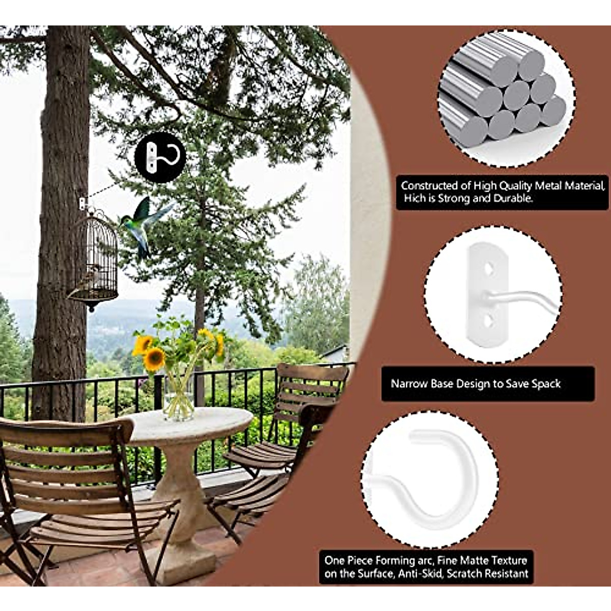 ASZUNE Ceiling Hooks for Hanging Plants - Metal Plant Bracket Iron Wall Mount Lanterns Hangers for Hanging Bird Feeders, Lanterns, Wind Chimes, Planters, Outdoor Decoration Hooks