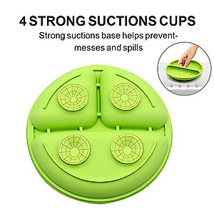 Wee me Suction Plates for Babies & Toddlers - Silicone Plates with Lids and Spoon Fork For Baby, Dishwasher and Microwave Oven Safe, 3 Pack (Green, Pink & Yellow)