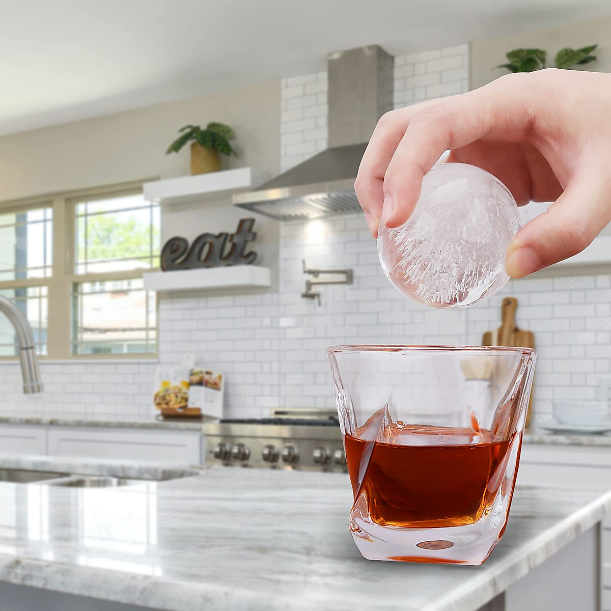 Miaowoof Large Ice Cube Tray, 2.5 INCH Ball Maker, 2 Pack Easy Release Sphere Mold with Bin&Tong, Leak-free Whiskey Mold, Fill Round for Cocktails Bourbon, Blue, largr