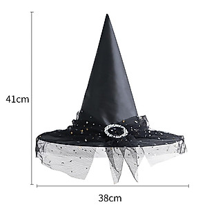 LKQBBSZ Halloween Witch Hats for Women, Lace Witches Hats for Decoration Wizard Cosplay Costume Hat Halloween Costume Accessories