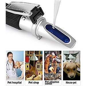 Pet Dog Cat Refractometer Pet Urine Specific Gravity Refractometer Serum Plasma Protein: 2~14g/dl, Clinical Animal Refractometer Hydrometers Urine Tester 1.000-1.060SG for Veterinary Cat Dog Pets