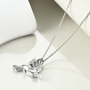 CRMAD Hummingbird Urn Necklace for Ashes Sterling Silver Jewelry for Women Memory Necklace (hummingbird)
