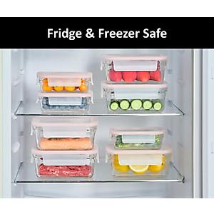 GLASSLOCK 10 pack Glass Meal Prep set (13oz & 34oz) - 100% Airtight & Leakproof, Dishwasher Safe, BPA Free lids, Freezer to Oven Safe, Lunch Bento Box, Pantry & Kitchen Storage