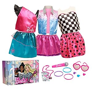 Barbie Dress Up Trunk Set, 21 Fashion Accessories Included, Double Sided Skirt, Size 4-6X, Kids Toys for Ages 3 Up, Amazon Exclusive by Just Play