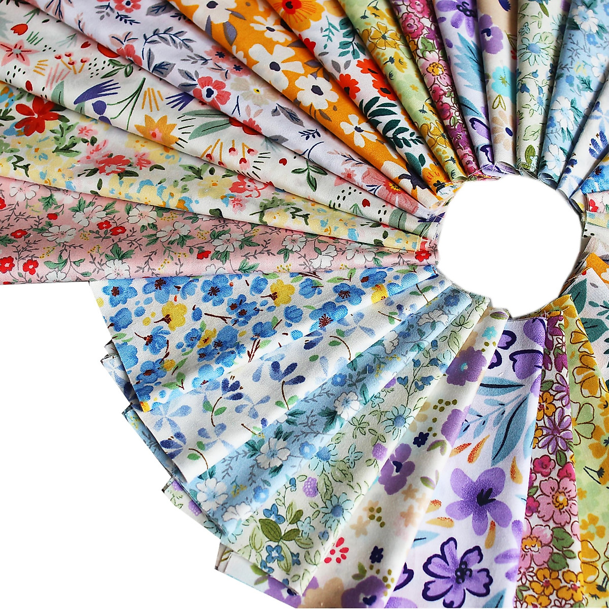 100% Cotton Quilting Fabric Squares 5''x5'' Floral Print Precut Fabric Bundles Charm Packs for Quilting 5 inch Clearance for Pathwork Quilt（Fresh Style）