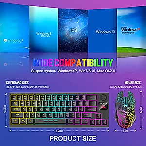 Wireless Gaming Keyboard and Mouse Combo,12 RGB Backlit with Rotary Knob,Long-Lasting Rechargeable Battery 4000mAh,N-Key Rollover,Quick and Quiet Typing Keyboard and Mouse for PC PS4 PS5(Black)