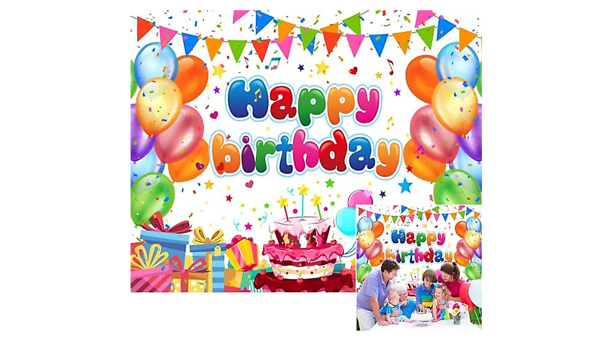 Vibrant Birthday Backdrop for Kids - 10x8ft Balloon Decor