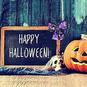 4 Rolls 2.5 Inches Halloween Wired Ribbons for Craft-20 Yards Orange Black Purple Halloween Ribbon,Pumpkin Spiders Castles Cobwebs Bats Witches Printed Ribbon for Wreath Decor Bow Making Home Decor