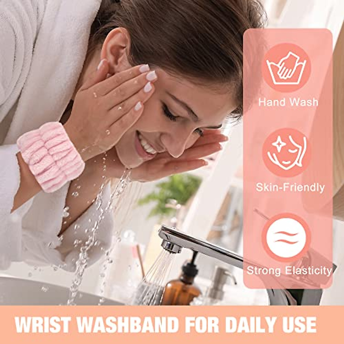 Women's Wrist Towels for Washing Face, Microfiber Wrist Spa Wash Towel Band, Face Washing Wristbands, Absorbent Wristbands Wrist Sweatband for Girls Prevent Water from Spilling Down Your Arms 6PCS