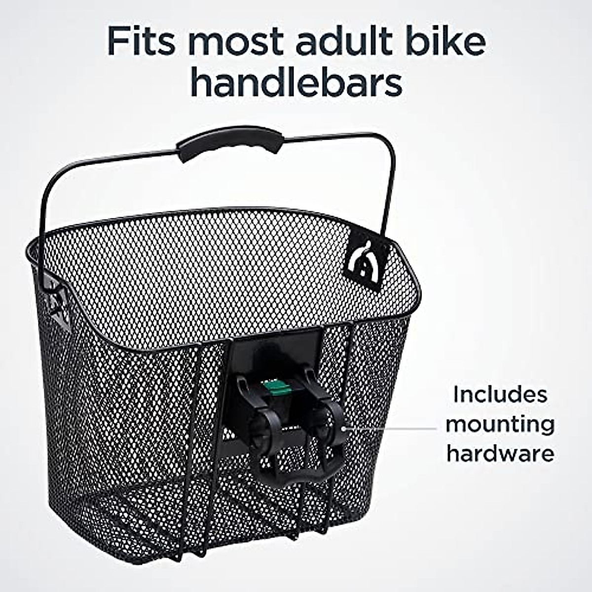 Schwinn Quick Release Wire Basket, Easy Assembly Fits Most Adult Bike Handlebars, Weather Resistant, Durable, With Top Folding Handle, Mounting Hardware Included, Bicycle Accessories, Black.
