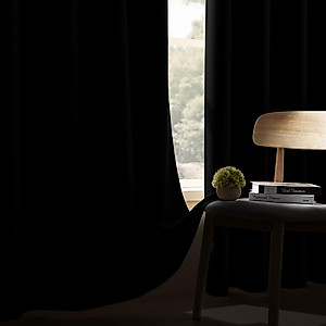 CUCRAF Blackout Curtains 84 inches Long for Living Room, Black Room Darkening Window Curtain Panels, Rod Pocket Thermal Insulated Solid Drapes for Bedroom, 52x84 inch, Set of 2 Panels