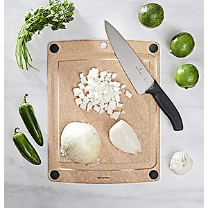 Epicurean All-In-One Cutting Board with Non-Slip Feet and Juice Groove, 14.5" × 11.25", Natural/Black