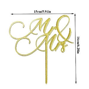 HQKJGSYX Mr and Mrs Cake Toppers Custom Cake Topper Acrylic Wedding Cake Toppers Gold Cake Pick for Bride Shower Anniversary Celebration Engagement Birthday Party Decorations Supplies
