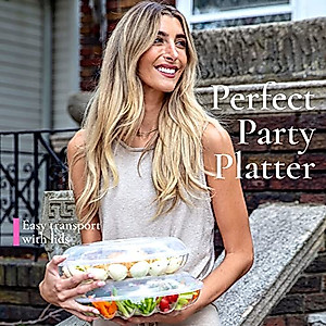 Deviled Egg Containers with Lid - (3 Pack) 15 Slot Deviled Egg Platters with Lid for Party, Disposable Tray Deviled Egg Carrier with Lid, Stackable Clear Plastic Trays for Eggs and Finger Food