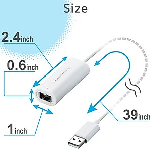 ELECOM Gamepad Converter for Wii Controllers, Support Wii Game Classic Controller and Classic Controller Pro, Only Compatible with Windows PC 39 inch Cable Length (JC-W01UWH)