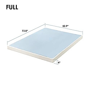 MELLOW 4 Inch Metal Box Spring Mattress Foundation with Wood Slats and Fabric Cover, Twin, White