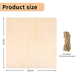 FSWCCK 7 Pieces 12 Inch Blank Wood Squares for Crafts, Unfinished Wood Squares Wooden Cutouts for DIY Crafts, Door Hanger, Sign, Wood Burning, Painting, Halloween, Christmas Home Decorations